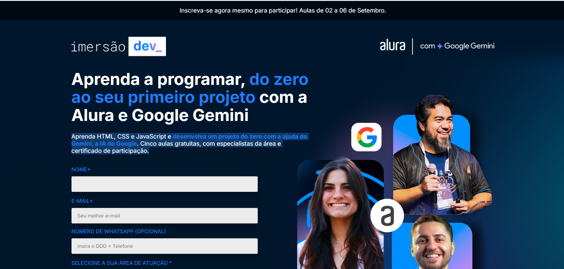 Aprenda a programar, do zero ao seu primeiro projeto com a Alura e Google Gemini